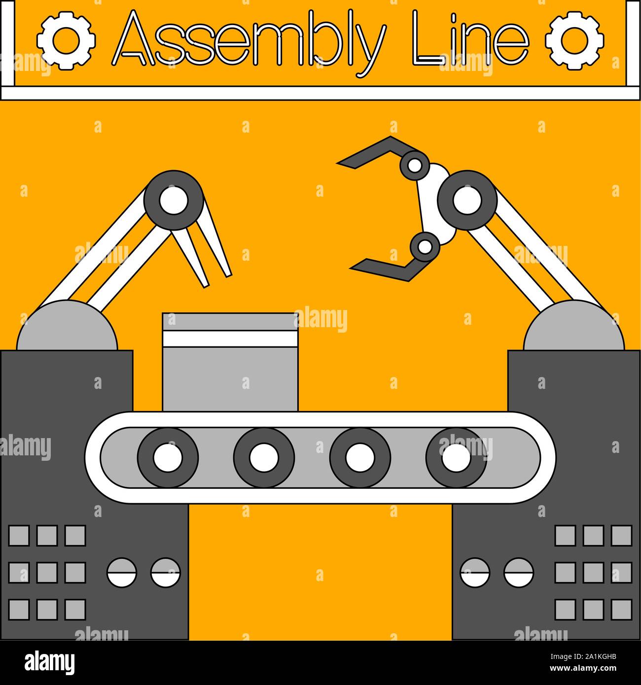 Production machinery. Assembly line poster - Vector illustration Stock ...
