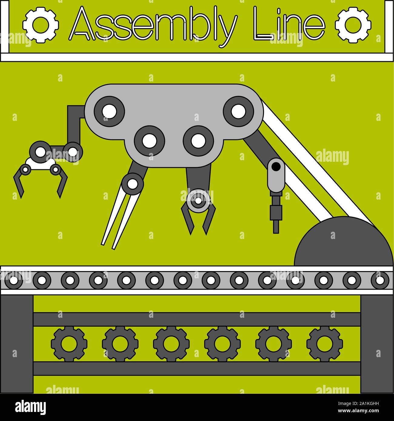 Production machinery. Assembly line poster - Vector illustration Stock ...