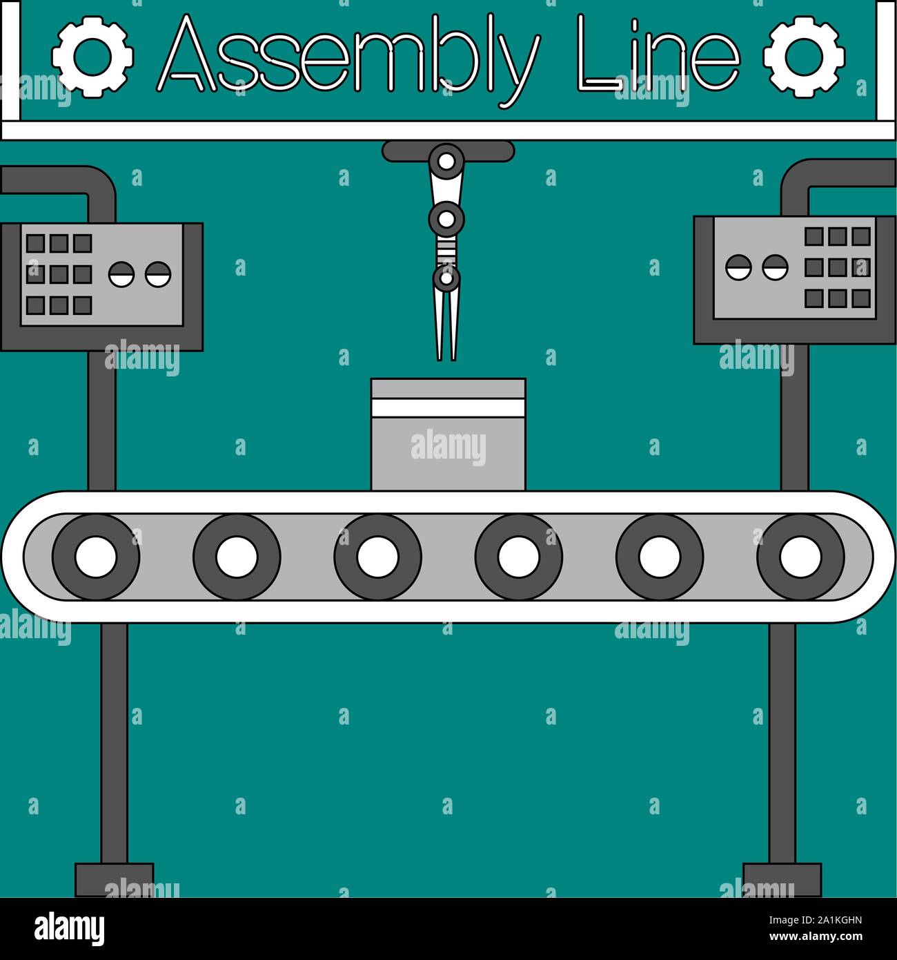 Production machinery. Assembly line poster - Vector illustration Stock ...