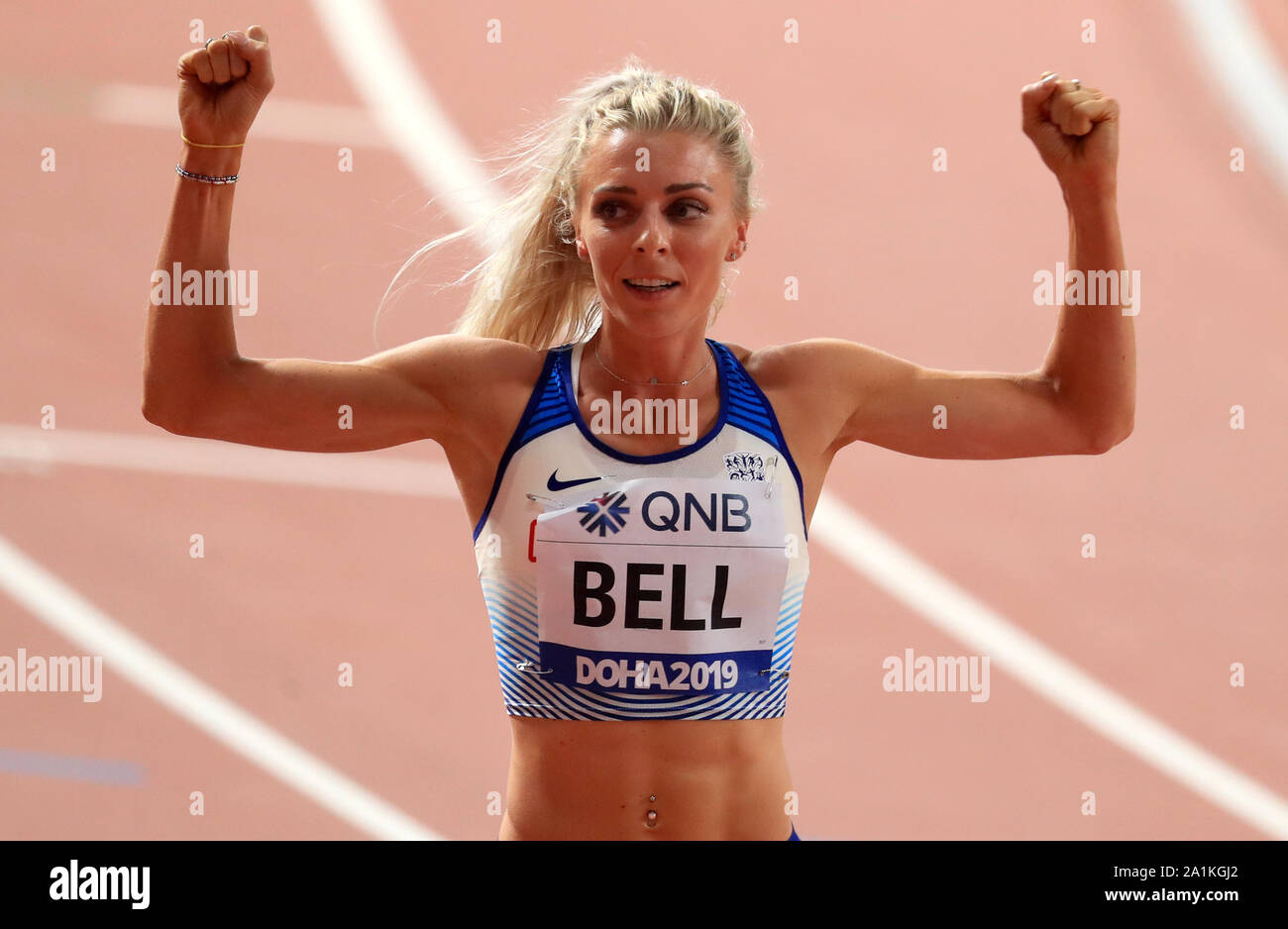 Great Britain's Alexandra Bell celebrates winning the fifth heat of the ...