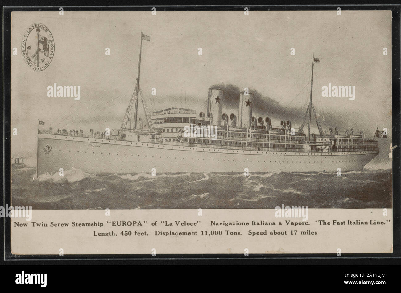 New twin screw steamship Europa of La Veloce Navigazione Italiana a ...