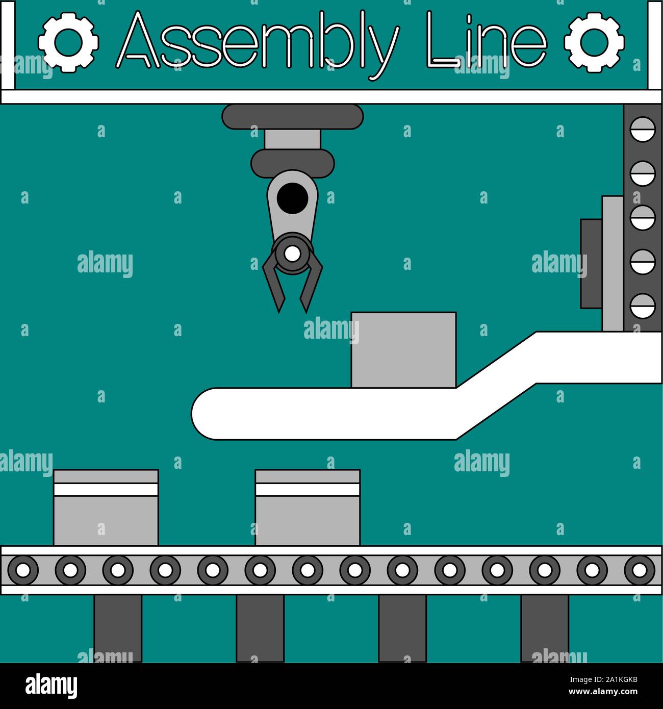Production machinery. Assembly line poster - Vector illustration Stock ...
