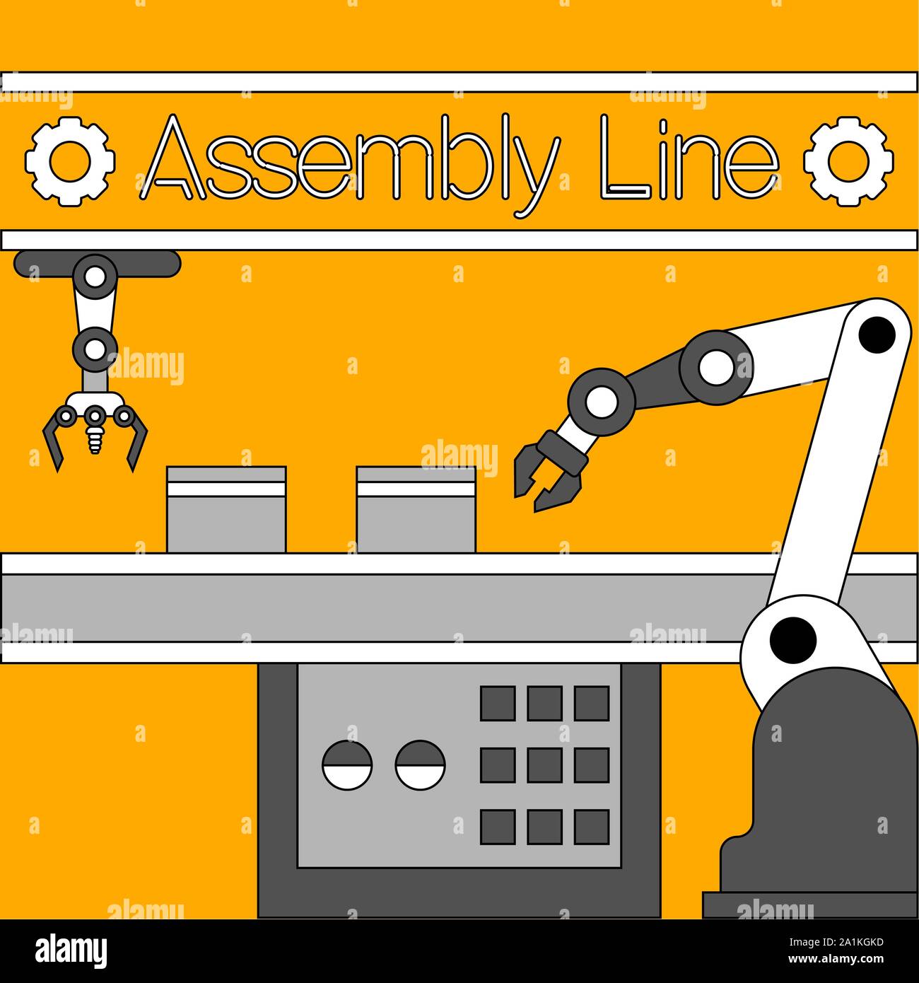Production machinery. Assembly line poster - Vector illustration Stock ...