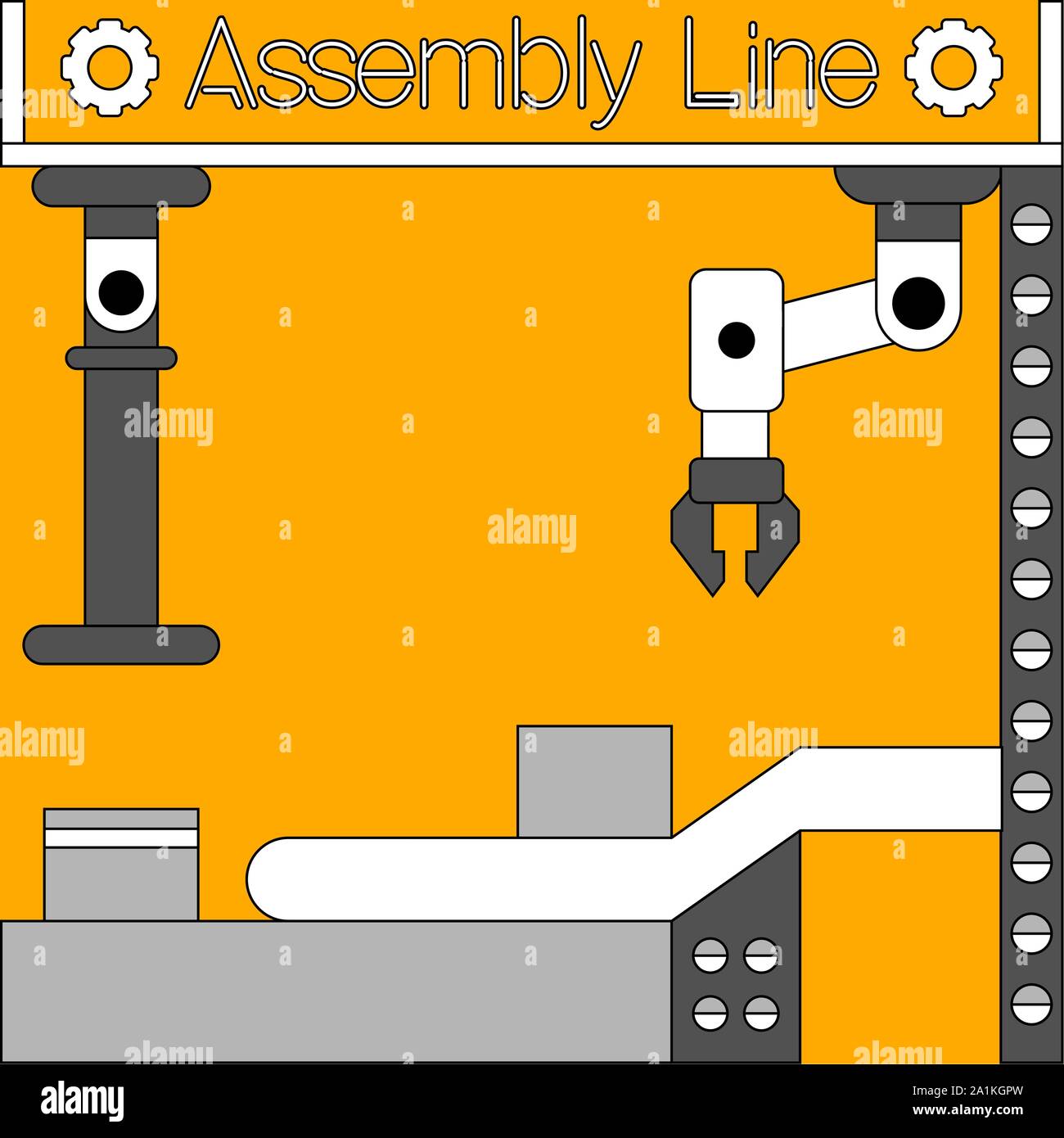 Production machinery. Assembly line poster - Vector illustration Stock ...