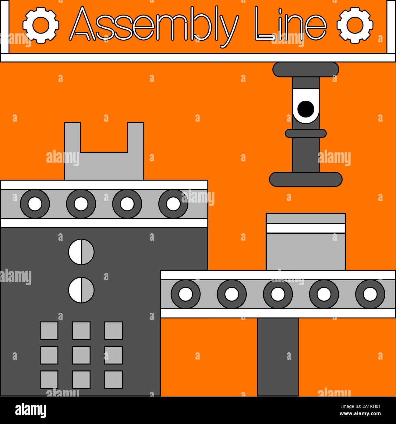 Production machinery. Assembly line poster - Vector illustration Stock ...