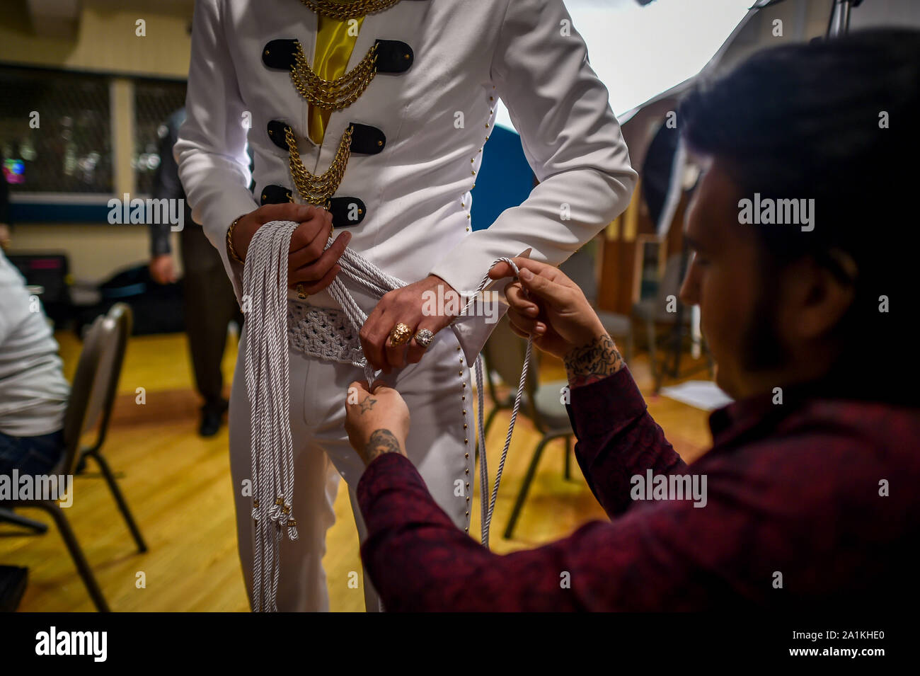 Elvis' prepare for competition inside the Grand Pavillion at the annual ...