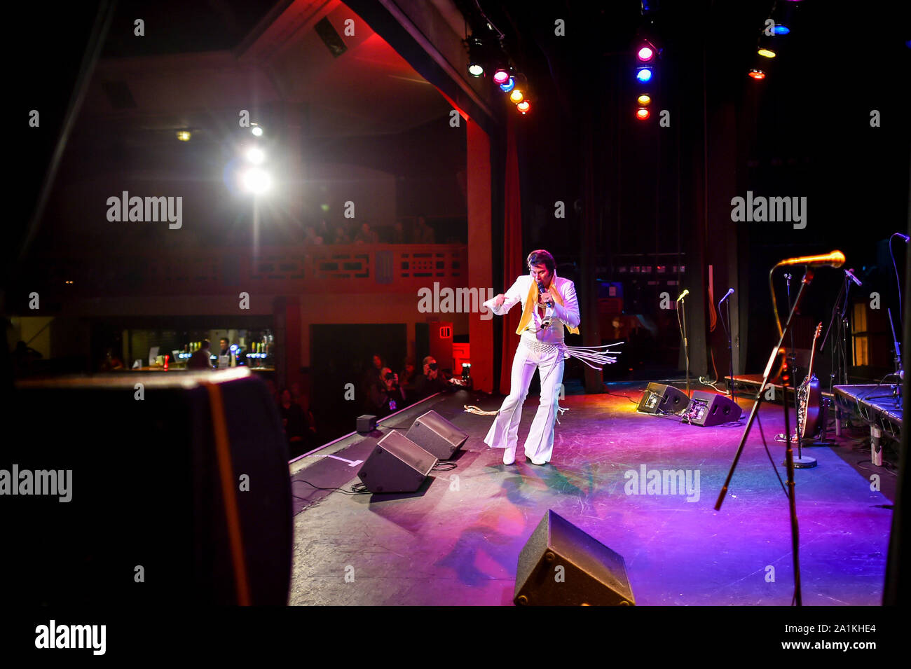 Elvis performs onstage inside the Grand Pavillion at the annual ...