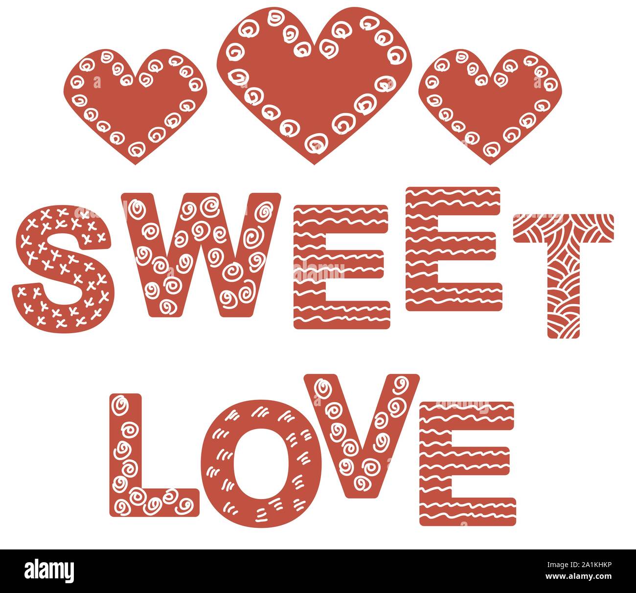Hand drawn poster with word LOVE, heart and arrow . Scandinavian ...