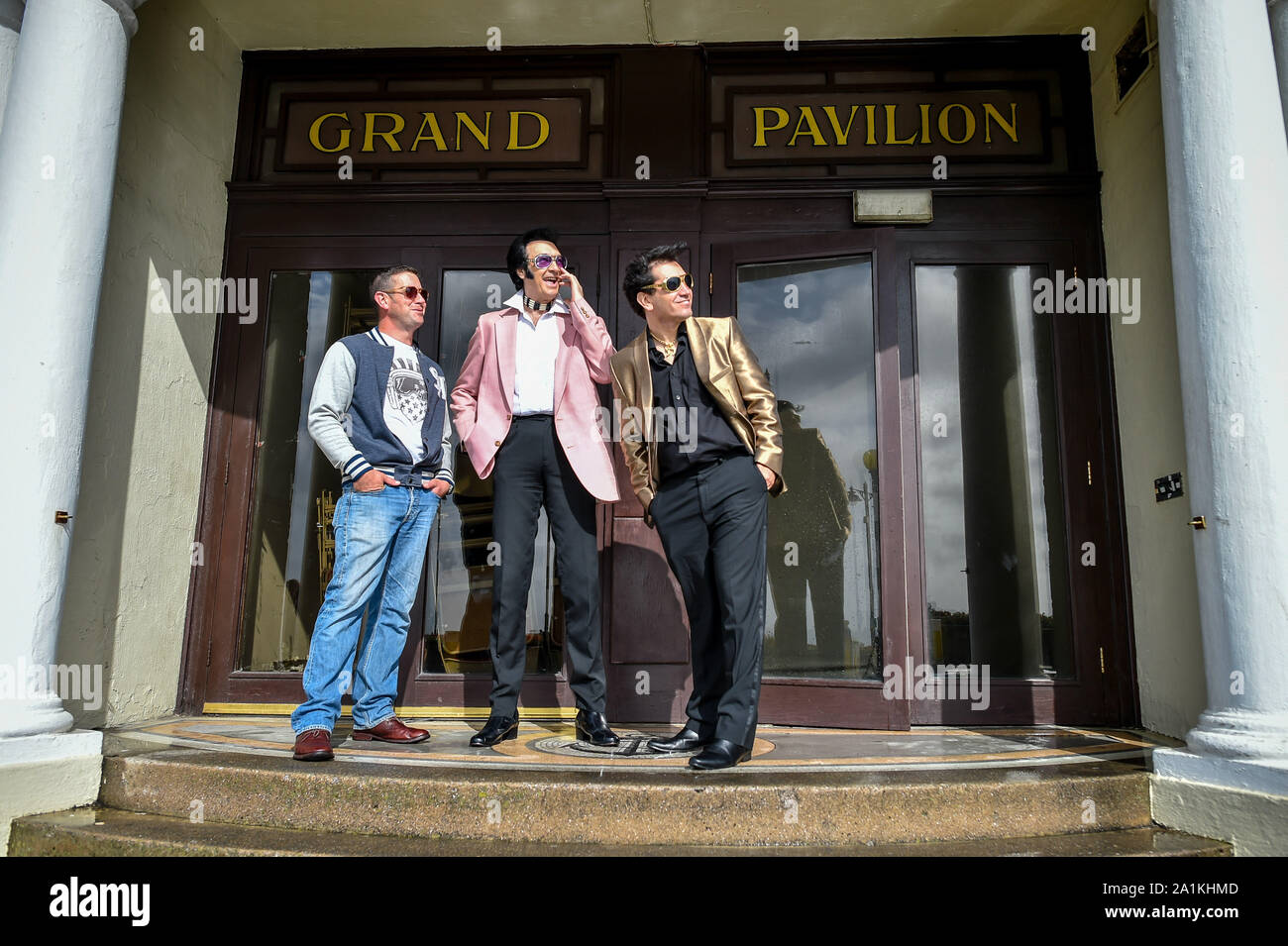 Elvis' have a chat outside the Grand Pavillion at the annual Porthcawl ...