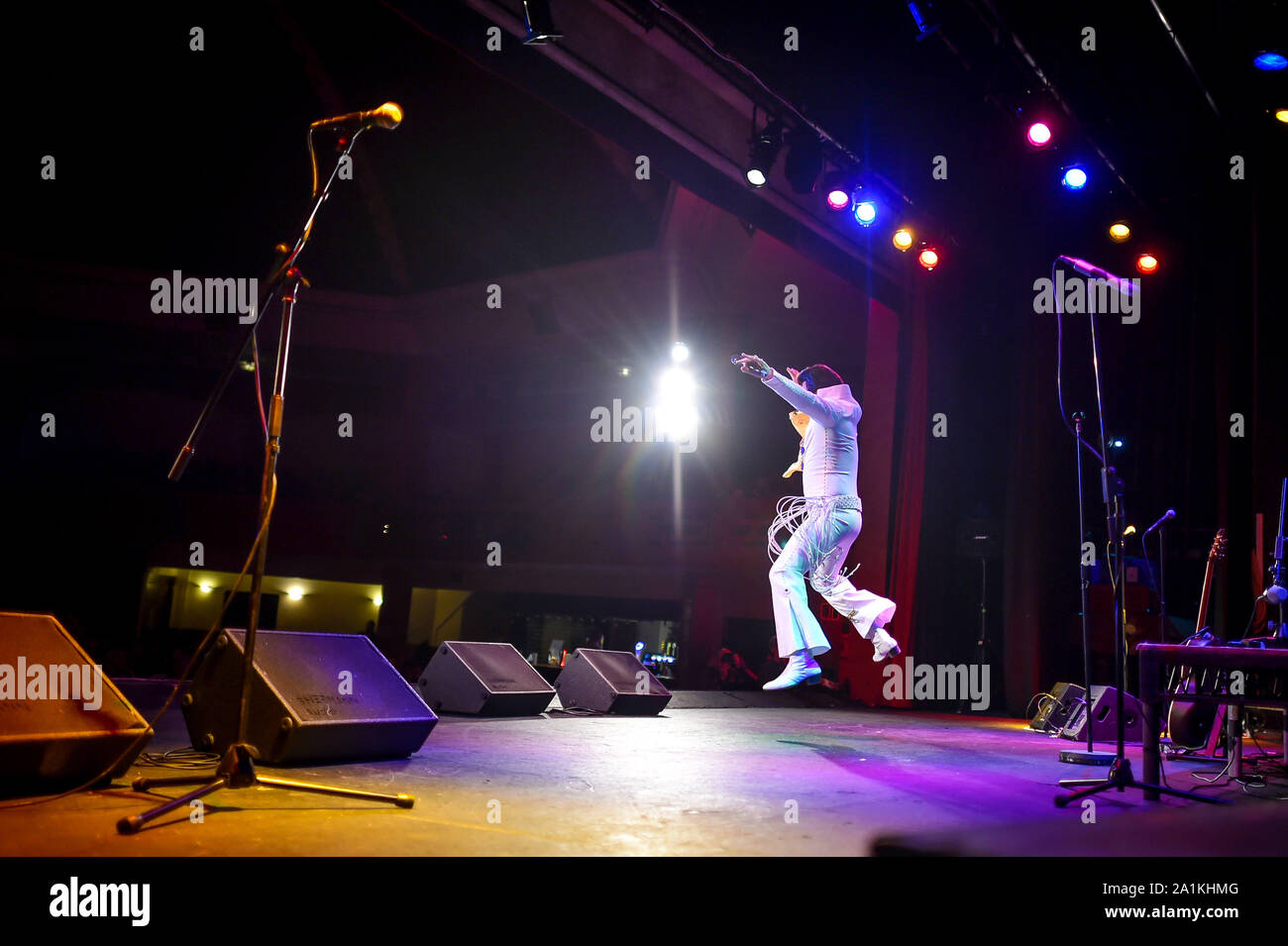 Elvis performs onstage inside the Grand Pavillion at the annual ...
