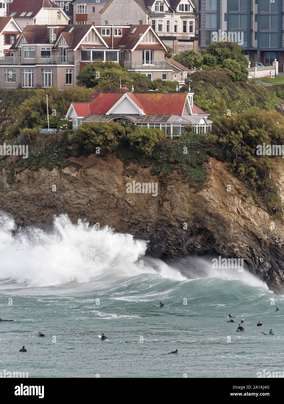 Towan island lashed by waves hi-res stock photography and images - Alamy