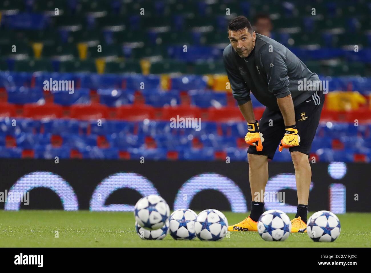 Gianluigi Buffon of Juventus looks on - Juventus training ahead of the ...
