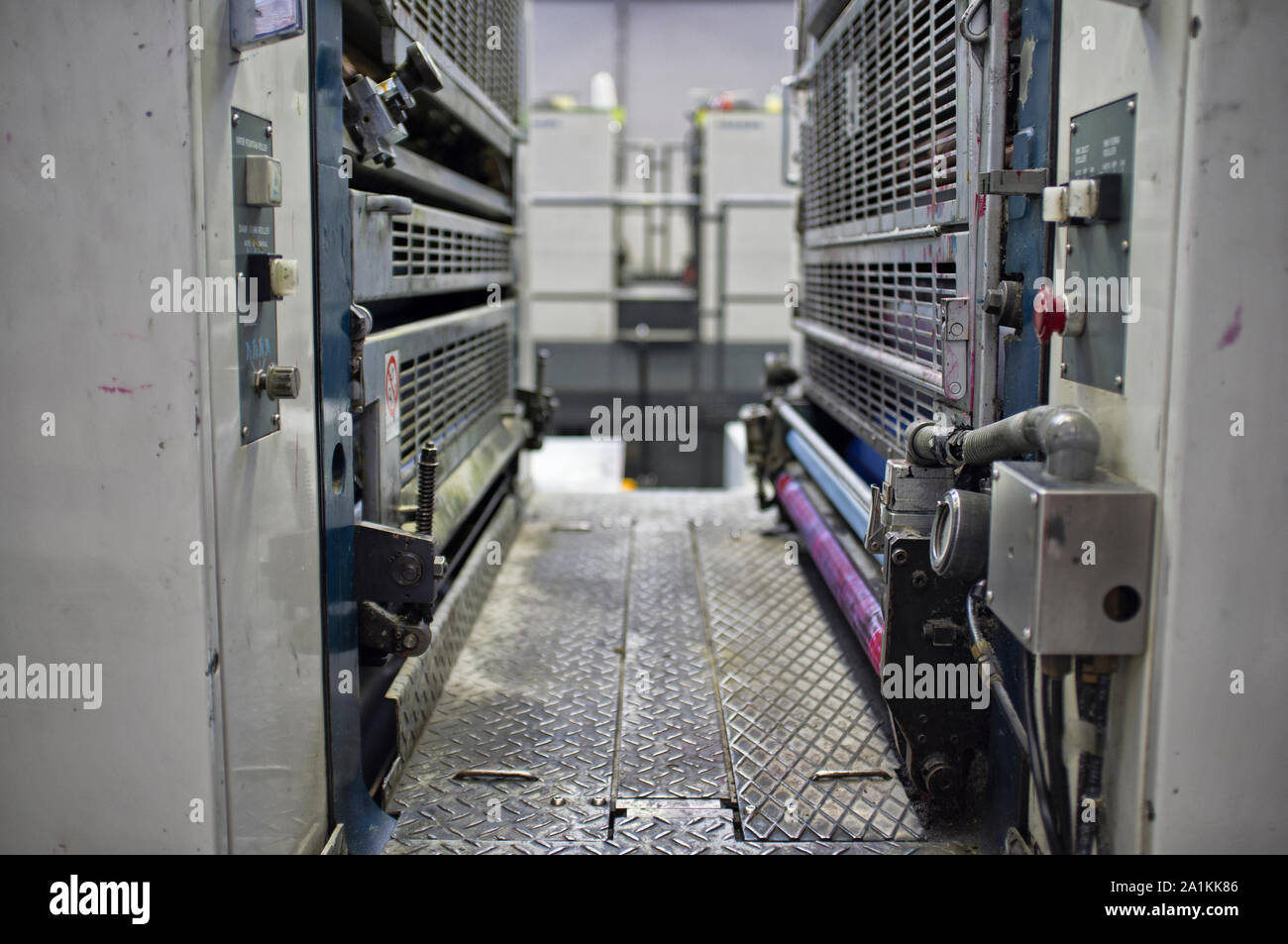 detail of old and dirty offset printing machine Stock Photo - Alamy