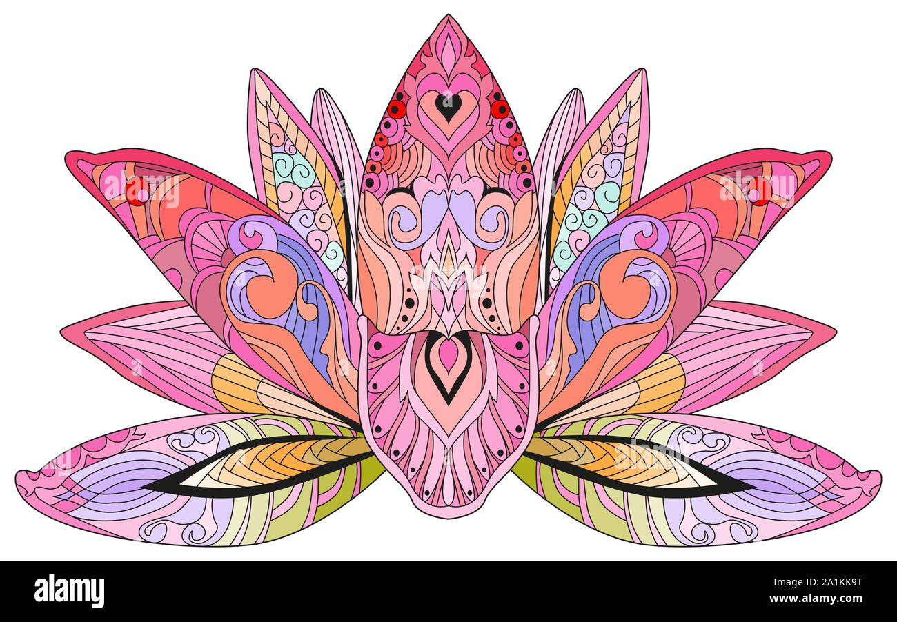 Hand drawn magic flower with high details isolated on white background ...