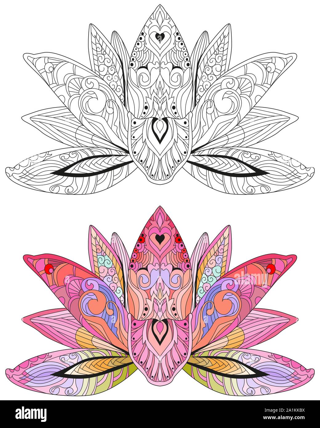 Hand drawn magic flower with high details isolated on white background ...