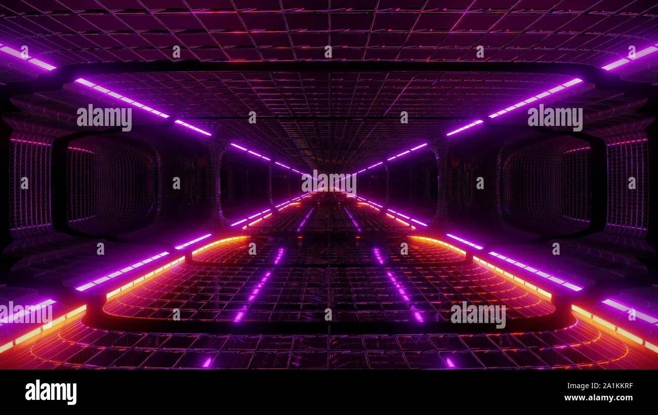 futuristic fantasy scifi wireframe tunnel building 3d rendering ...