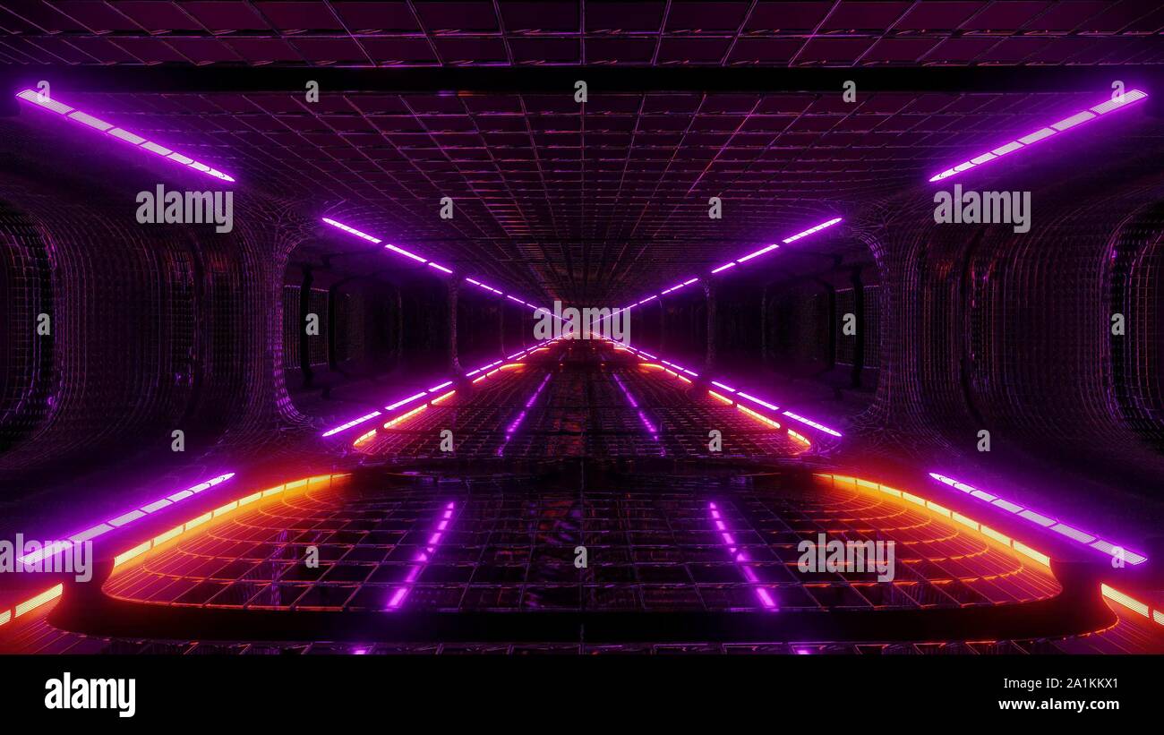 futuristic fantasy scifi wireframe tunnel building 3d rendering ...