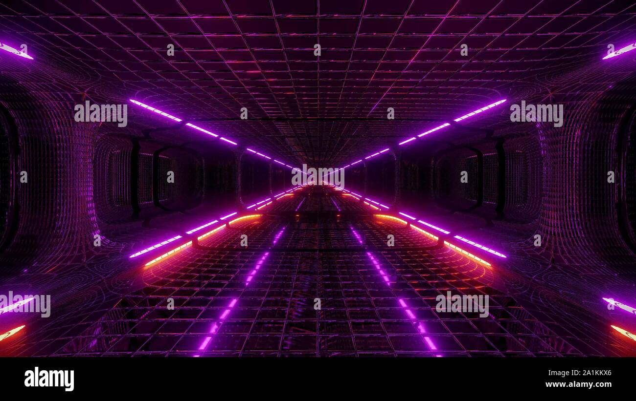 futuristic fantasy scifi wireframe tunnel building 3d rendering ...