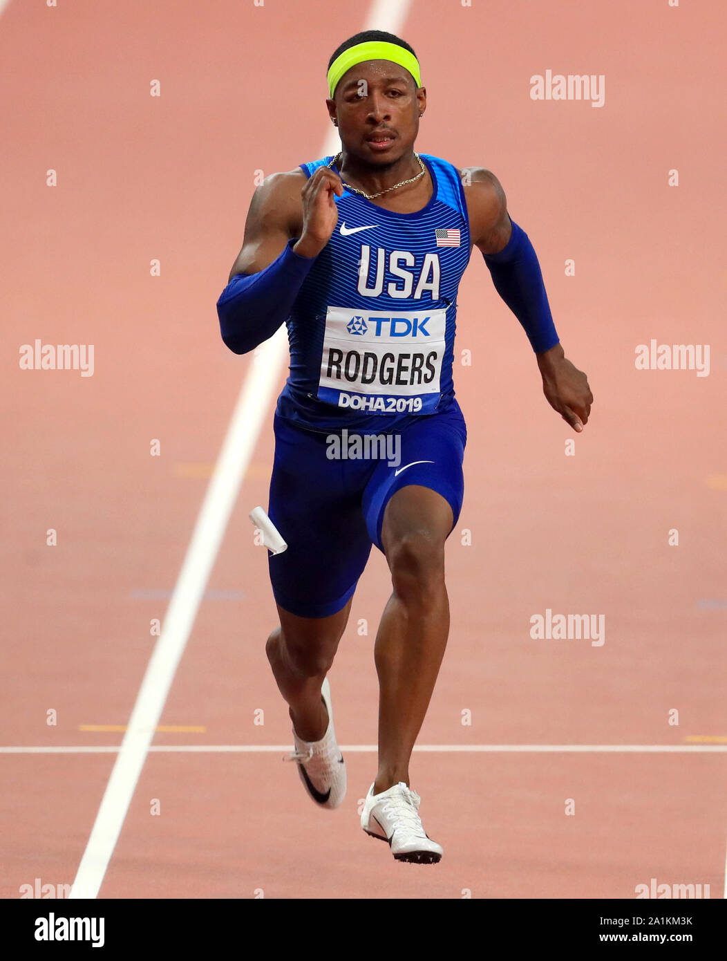 USA's Michael Rodgers competes in the Men's 100m Heats during day one ...