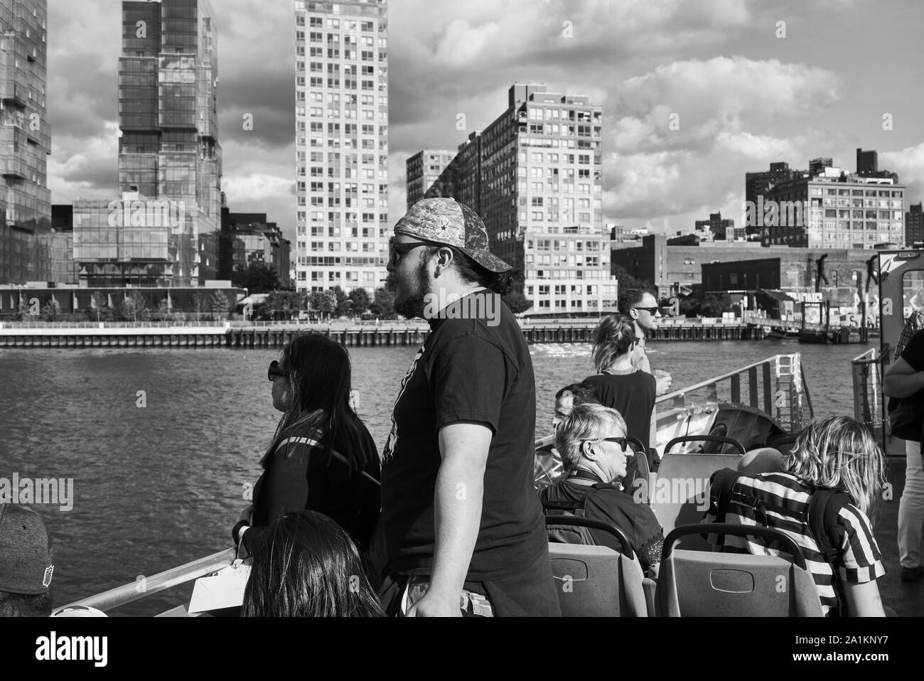 Tourist and commuters alike enjoying the ride on the East River Ferry ...