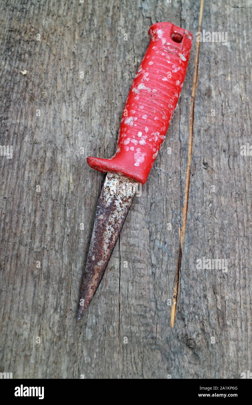 rusty blade of an old knife, hdr Stock Photo - Alamy