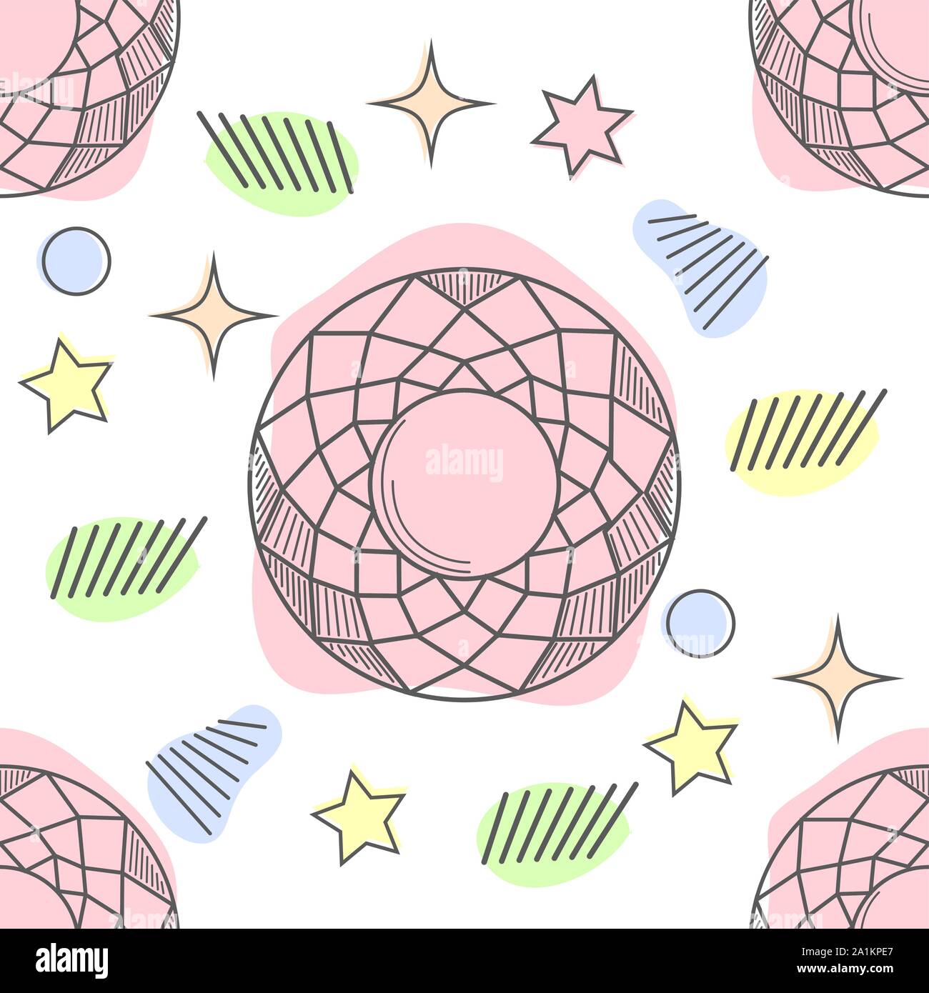 Seamless colorful diamond gemstones background on black. Jewels pattern ...