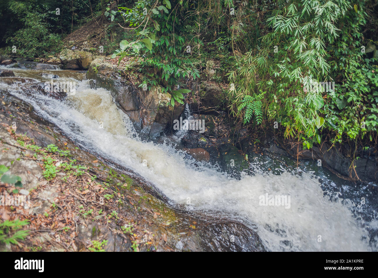 Beautiful cascading Datanla waterfall In the mountain town Dalat ...