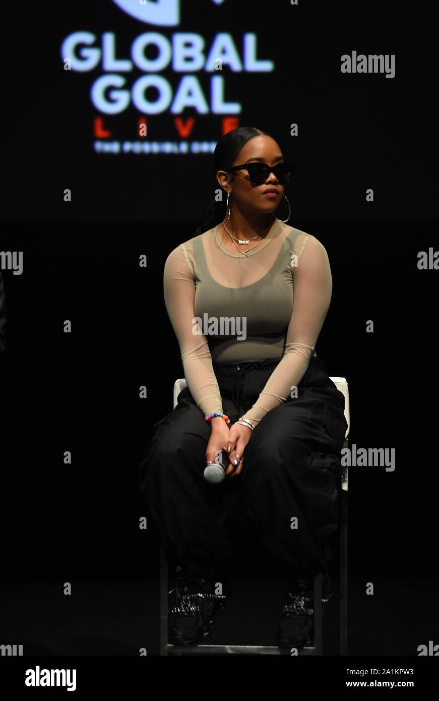 Gabriella Wilson, H.E.R. at the press conference for Global Citizen ...