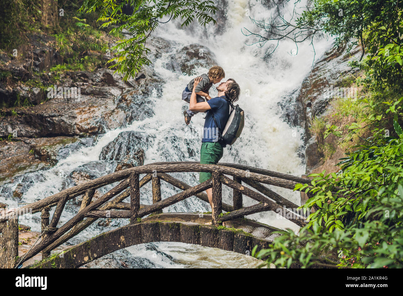 Father son waterfall hi-res stock photography and images - Alamy