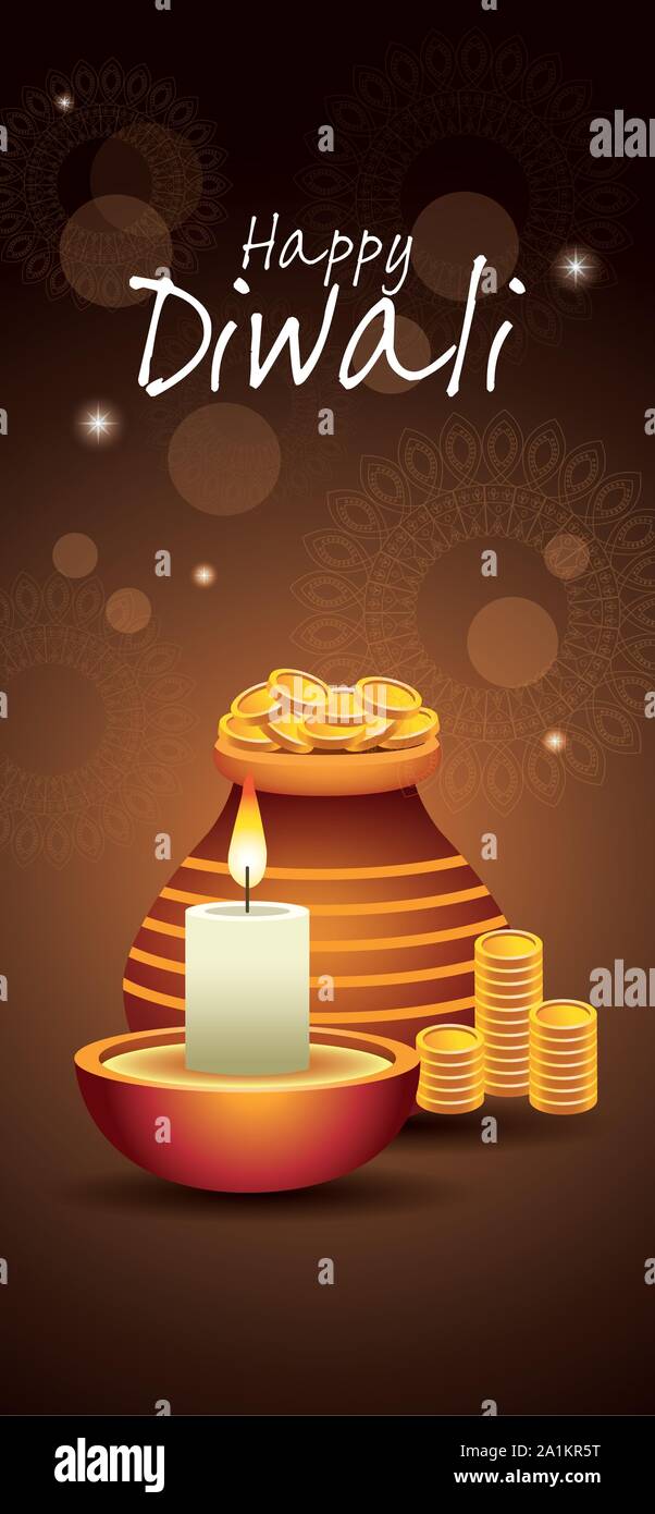 Happy diwali beautiful golden greeting Stock Vector Images - Alamy