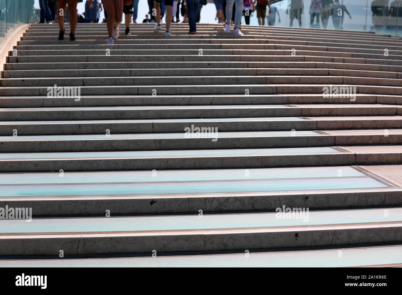 Detail of steps of modern Constitution Bridge in Venice also called ...