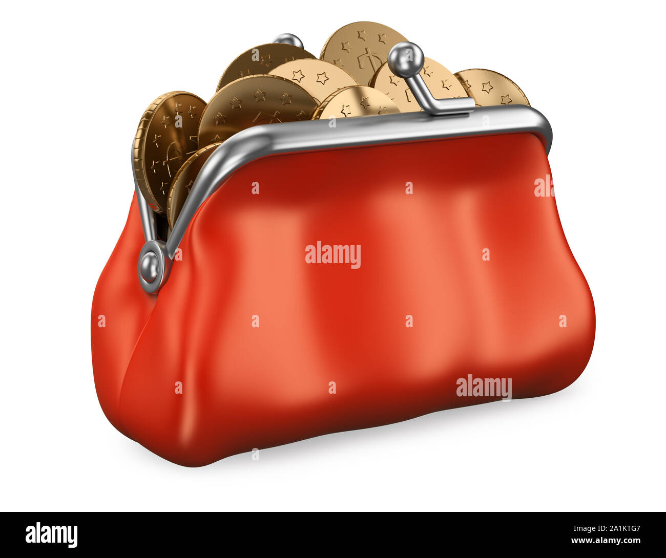 3d Purse full of money illustration. Realistic render Stock Photo - Alamy