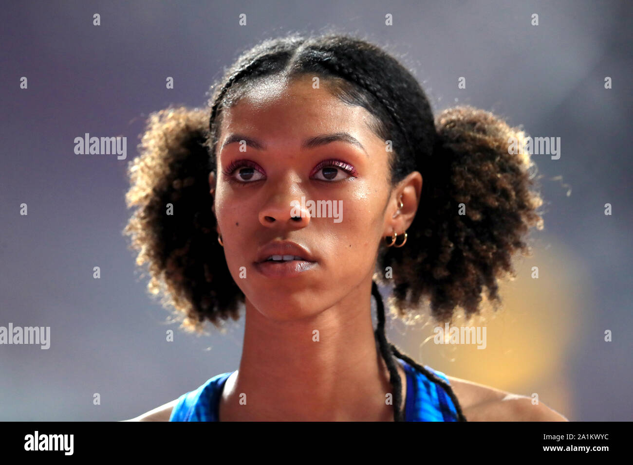 USA's Vashti Cunningham competes in the Women's high jump during day ...