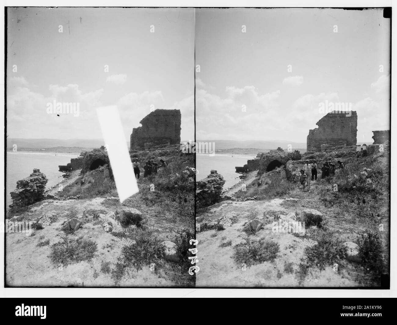 Northern views. Athlit. Silhouette of Crusader castle Stock Photo - Alamy