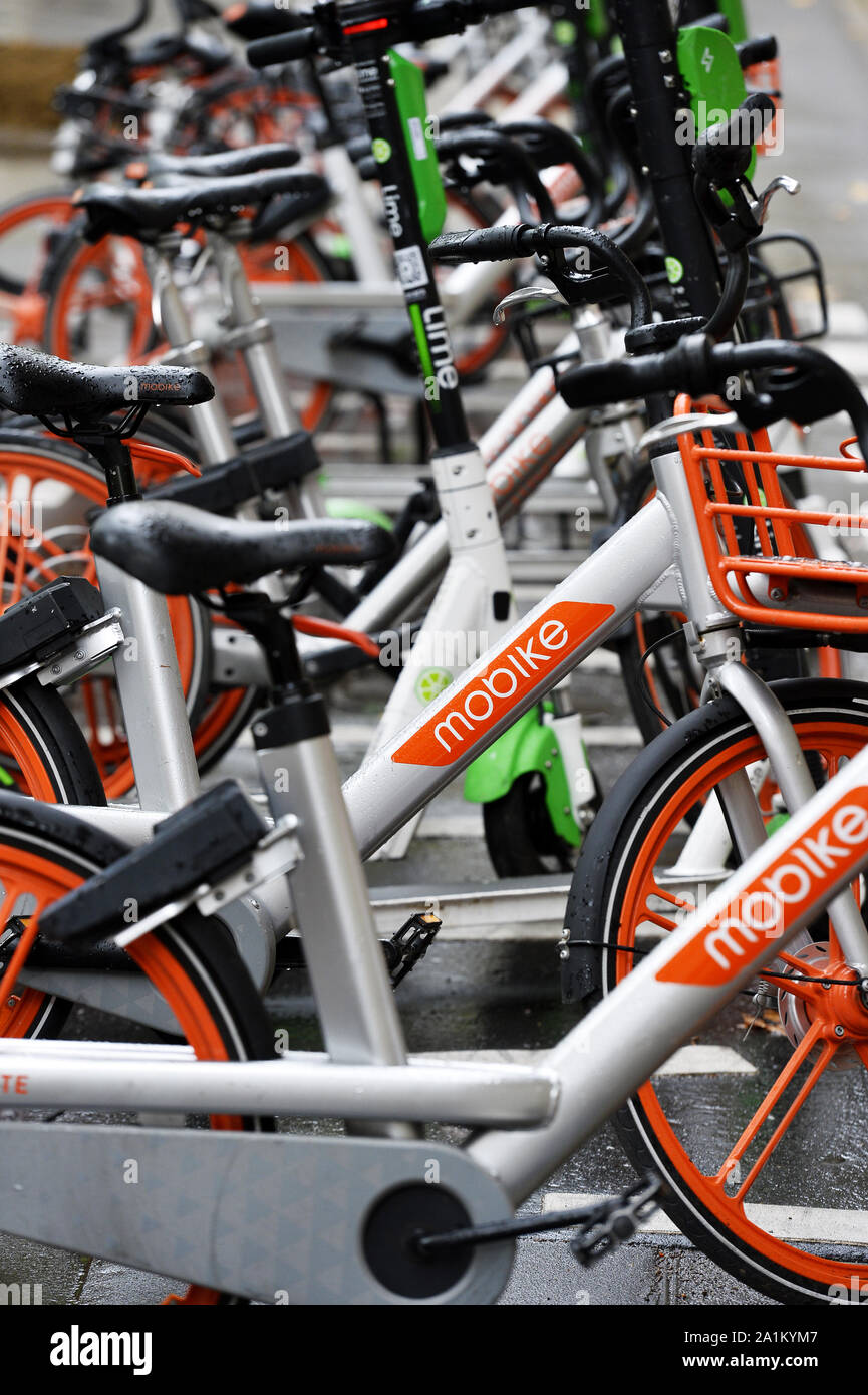 E-Scooters in free floating - Paris - France Stock Photo - Alamy