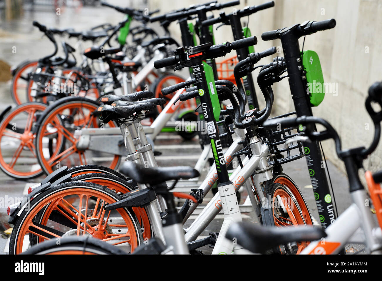 E-Scooters in free floating - Paris - France Stock Photo - Alamy