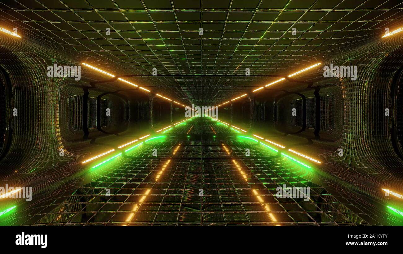 futuristic fantasy scifi wireframe tunnel building 3d rendering ...