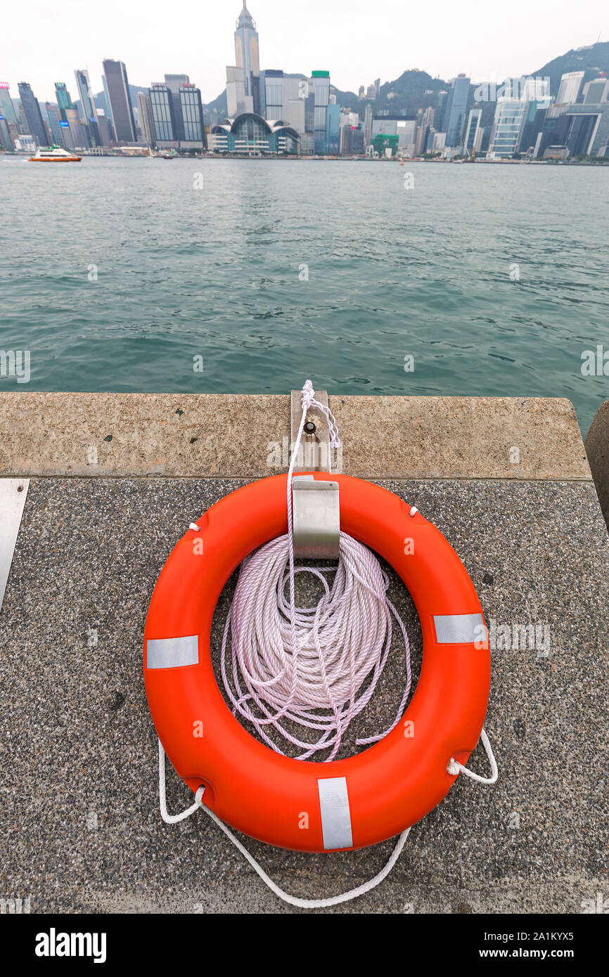 Lifebuoy Life Saver Device in Hong Kong Stock Photo - Alamy