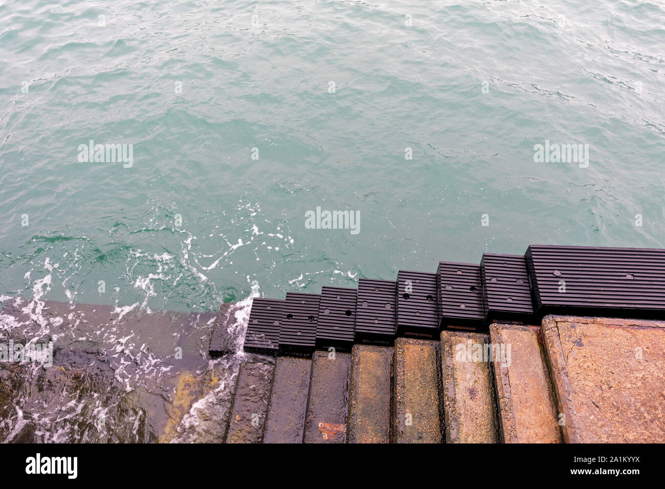 Stairs With Rubber Bumper Safety at Sea Port Stock Photo - Alamy