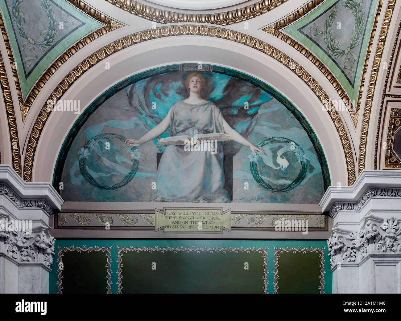 Northwest Corridor, First Floor. Mural depicting the muse Polyhymia ...