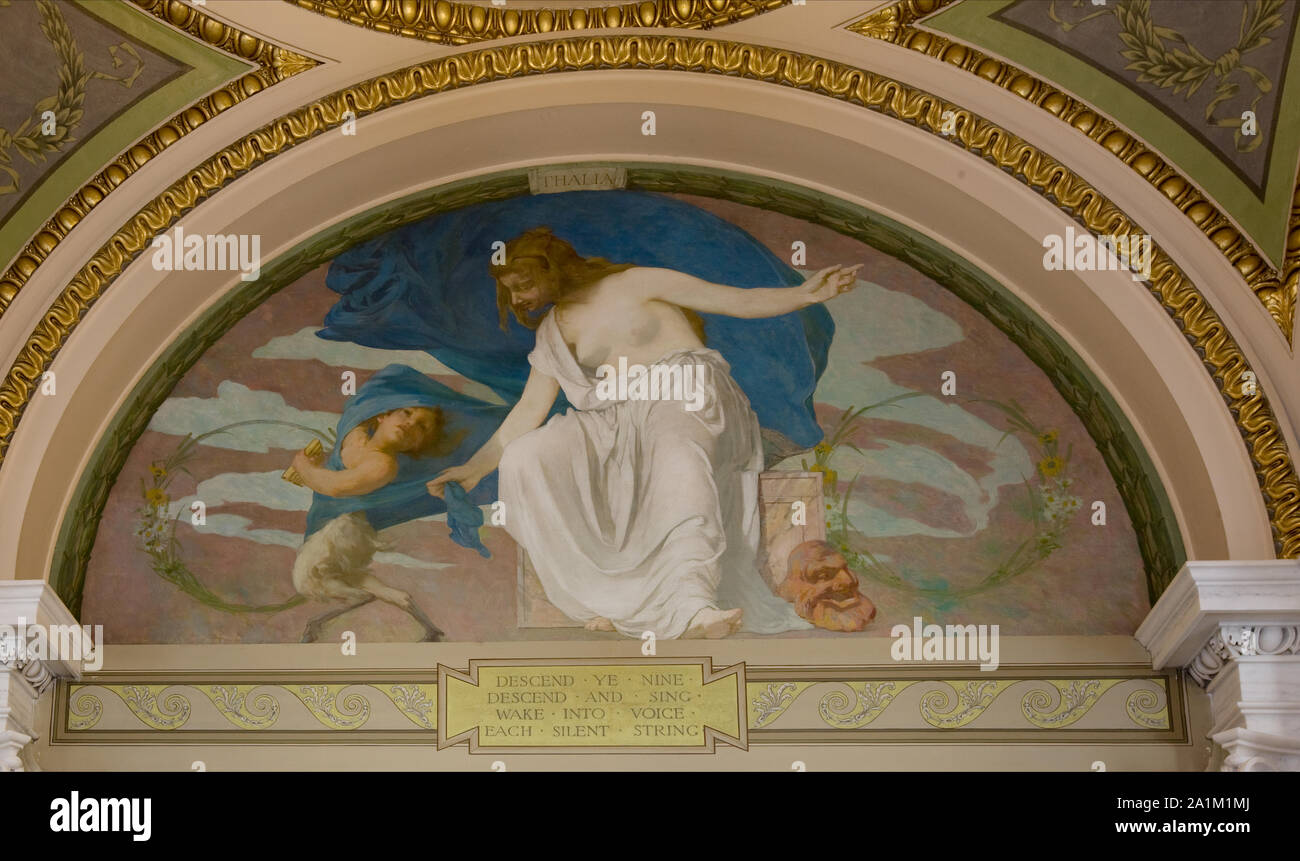 Northwest Corridor, First Floor. Mural depicting the muse Thalia ...
