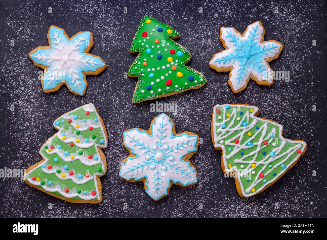 christmas food, handmade cookies gingerbread like christmas tree and ...