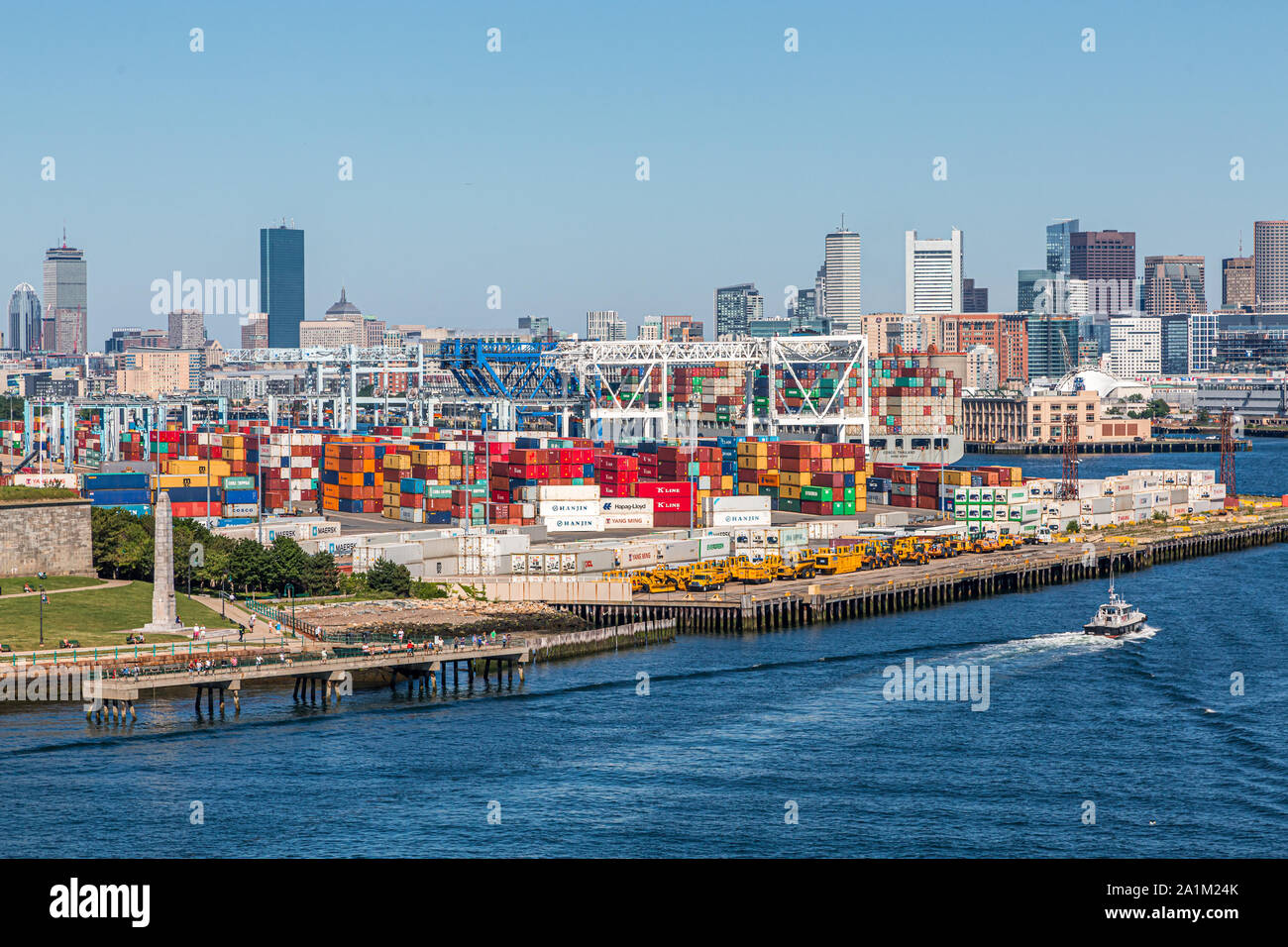 BOSTON, MASSACHUSETTS - July 9, 2017: Freighters now carry most of the ...