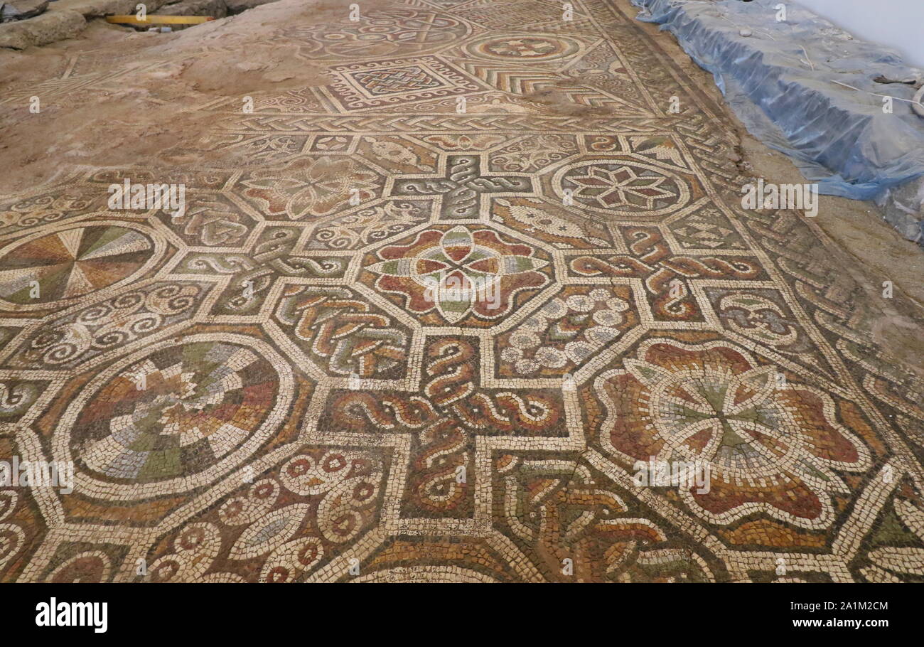 Roman mosaic floor located in archaeological site in The Bishop's ...