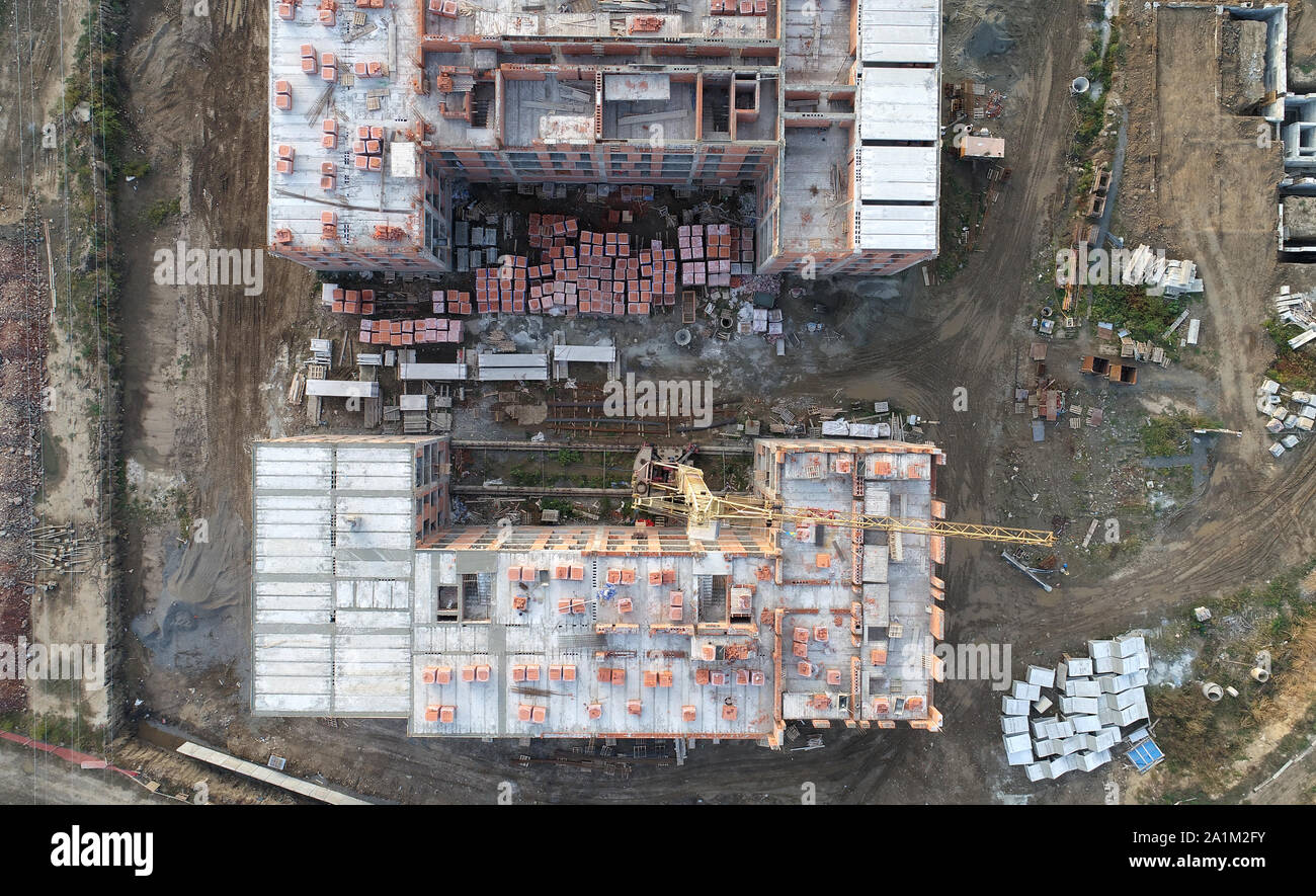 Construction of the building top view Stock Photo - Alamy