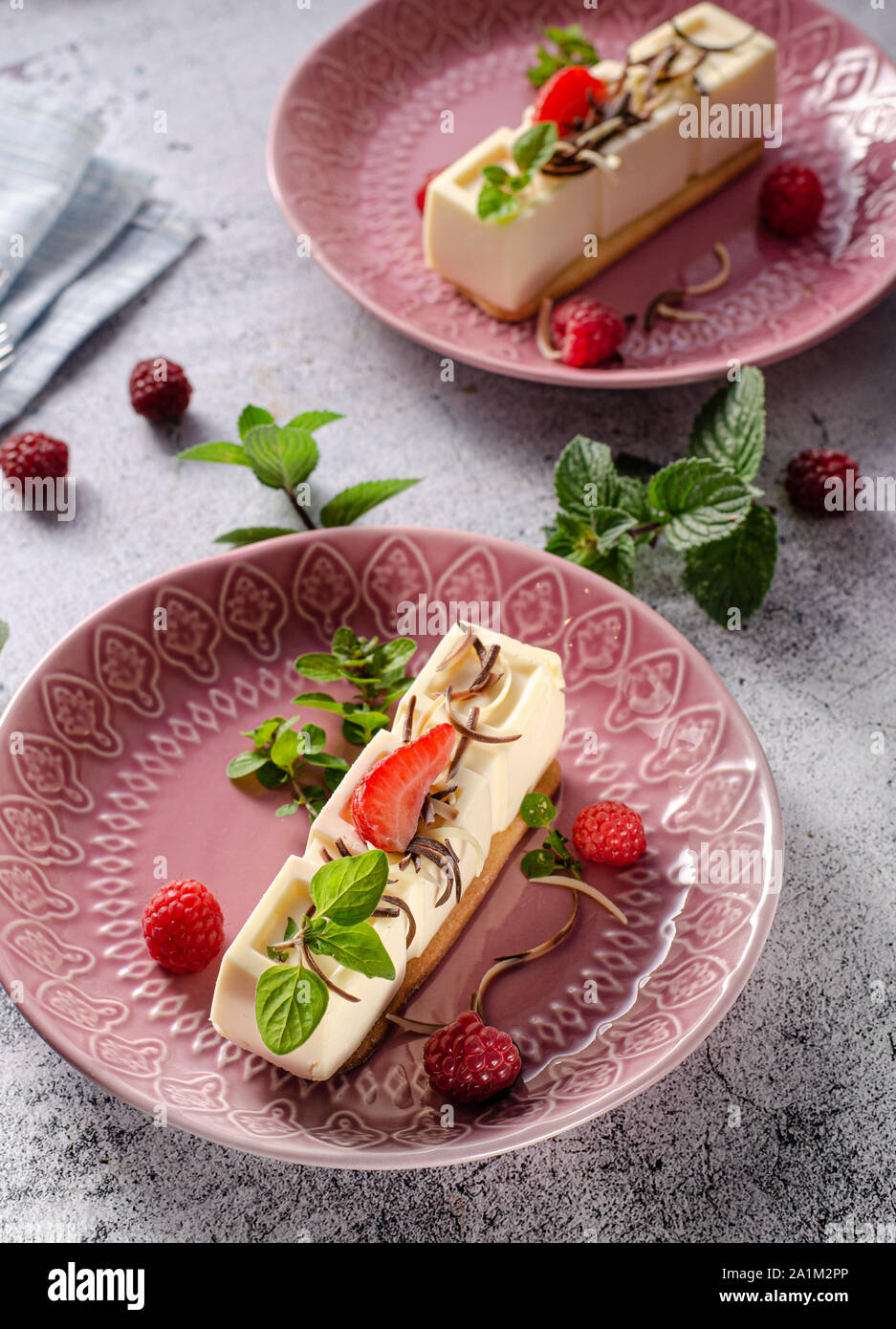 Delicious and tasty chocolate dessert with white chocolate, fresh ...