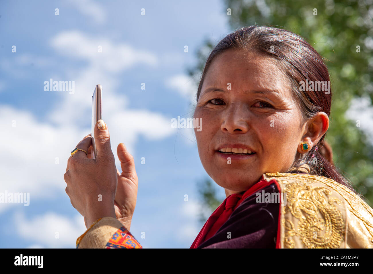portrait of Ladakhi woman in Leh in Ladakh, India Stock Photo - Alamy