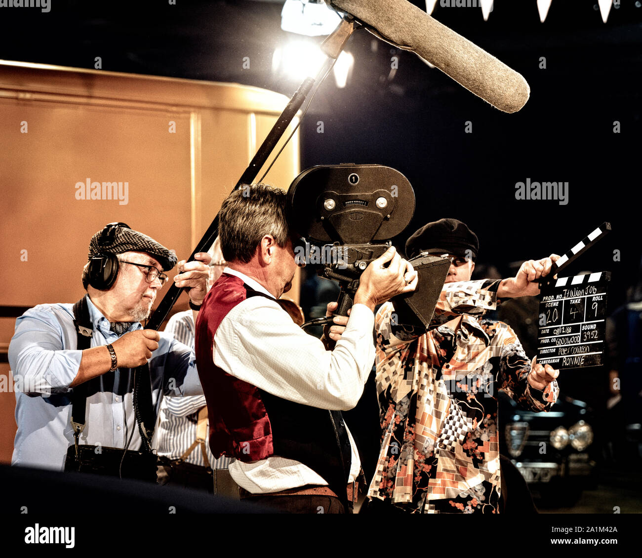 Actors re-create the film crew making the famous movie The Italian Job ...