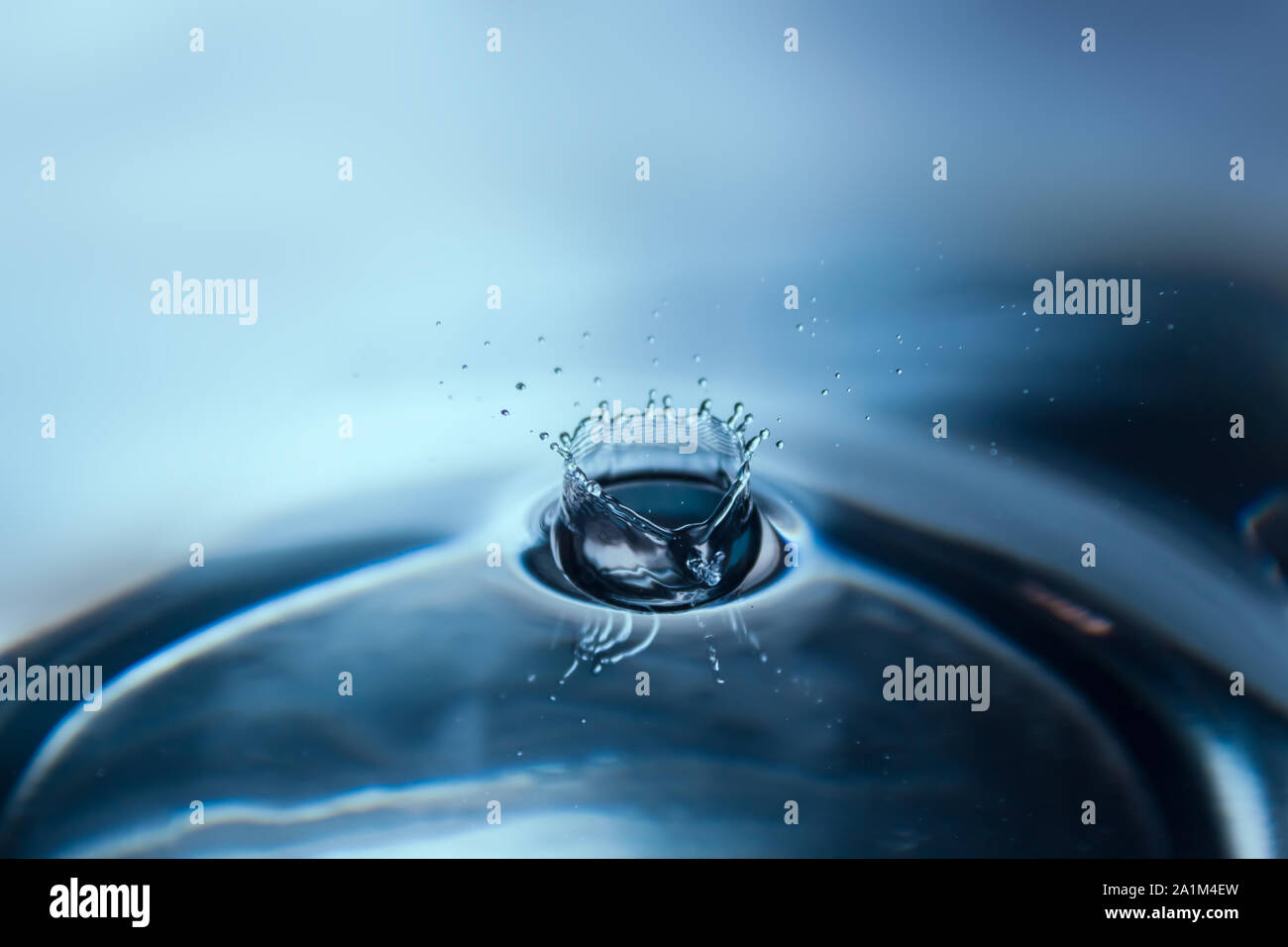 Water splash or drop. Water splash close-up. Blue water drop. Falling ...