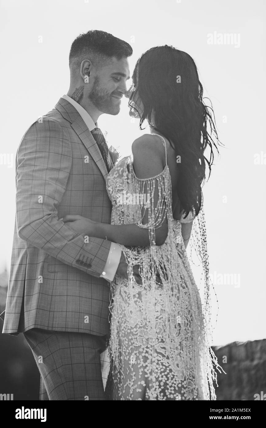 Tender young couple in love Black and White Stock Photos & Images - Alamy